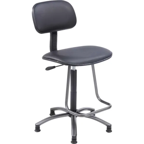 Interion® Office Stool with Teardrop Footrest - Vinyl - Black