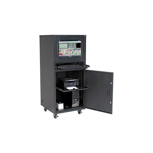 Global Industrial™ Mobile Heavy-Duty Computer Cabinet, Black, Assembled