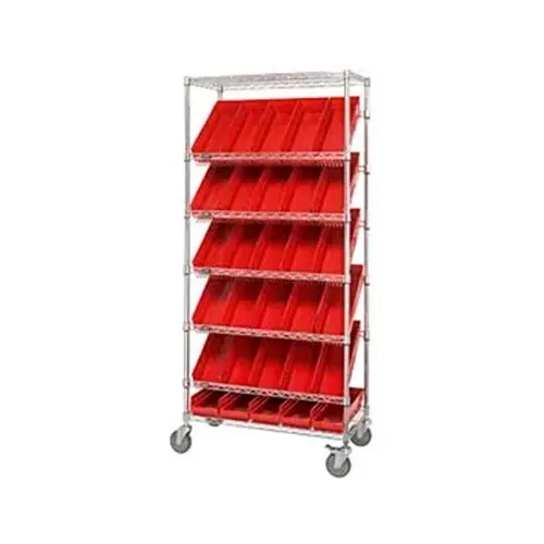 Global Industrial™ Easy Access Slant Shelf Chrome Wire Cart, 48 4"H ...