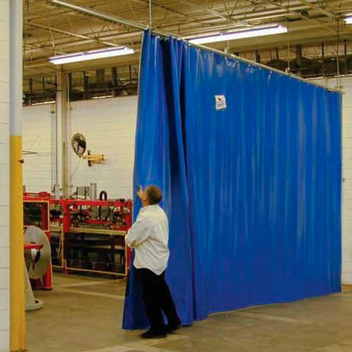 TMI Solid Blue Curtain Wall Partition, 6" x 12"