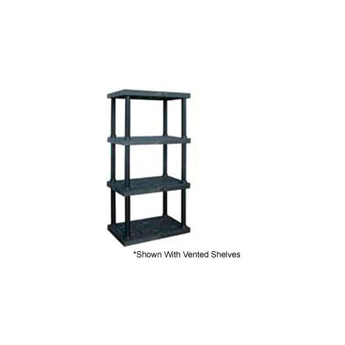 Structural Plastic Solid Shelving, 36"W x 24"D x 75"H, Black