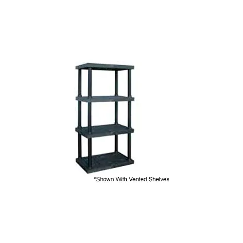 Structural Plastic Solid Shelving, 36"W x 24"D x 75"H, Black