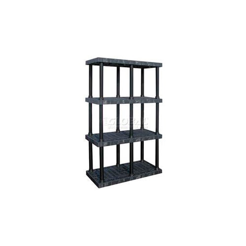 Structural Plastic Adjustable Solid Shelving, 48"W x 24"D x 72"H, Black
