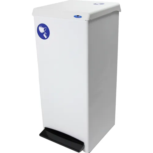 Frost Step-On PPE Waste Can, 25.1 Gallon White