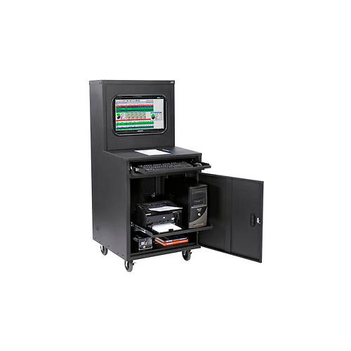 Global Industrial™ Mobile Heavy-Duty LCD Computer Cabinet, Black ...