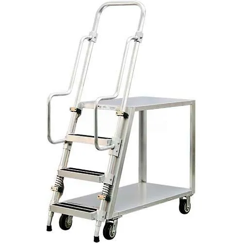 New Age Stock Picker Cart w/2 Shelves & Step Ladder, 800 lb. Capacity ...
