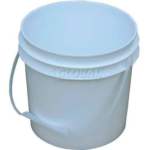 1 Gallon Open Head Plastic Pail PAIL-1-PWP with Plastic Handle - White