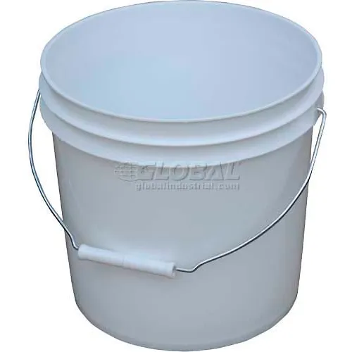 2 Gallon Open Head Plastic Pail PAIL-2-PWS with Steel Handle - White