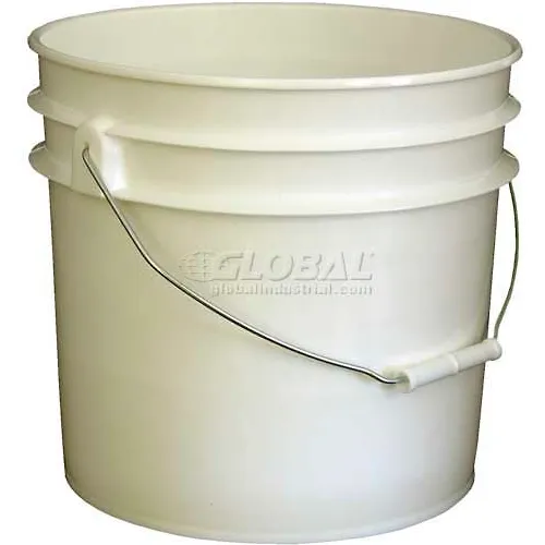 3.5 Gallon Open Head Plastic Pail PAIL-35-PWS with Steel Handle - White