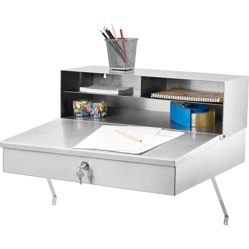 Global Industrial™ Wall Mount Shop Desk, 24"W x 22"D, Stainless Steel