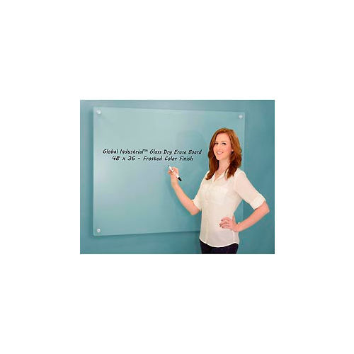 Global Industrial™ Frosted Glass Dry Erase Board, 48"W x 36"H