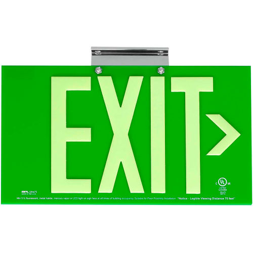 Dual-Lite DPLA75SG Exit Sign, Green Acrylic, w/ Photoluminescent ...