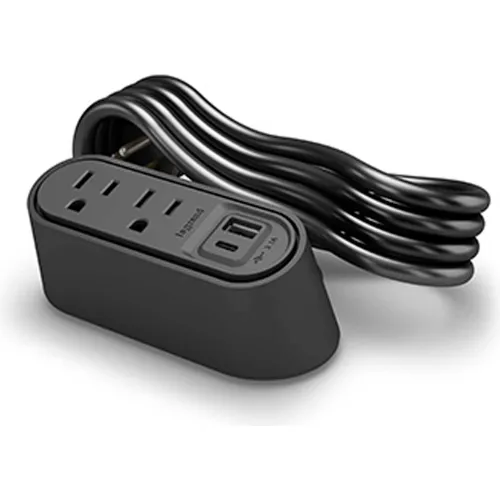 Wiremold WSPC220CBK Desktop Power & Charging Center w/ Mounting Kit, 2 ...