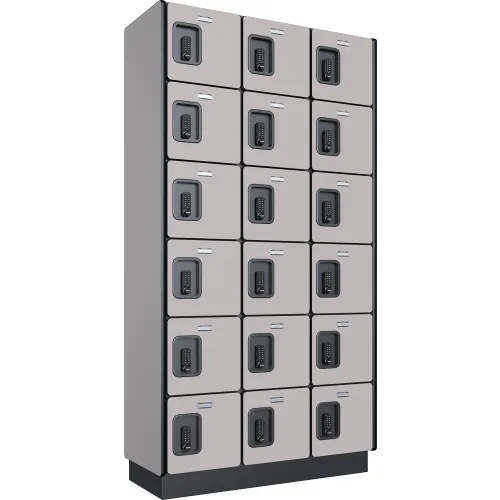 Global Industrial™ 6-Tier 18 Door Digital Wood Locker, 36"Wx15"Dx76"H ...