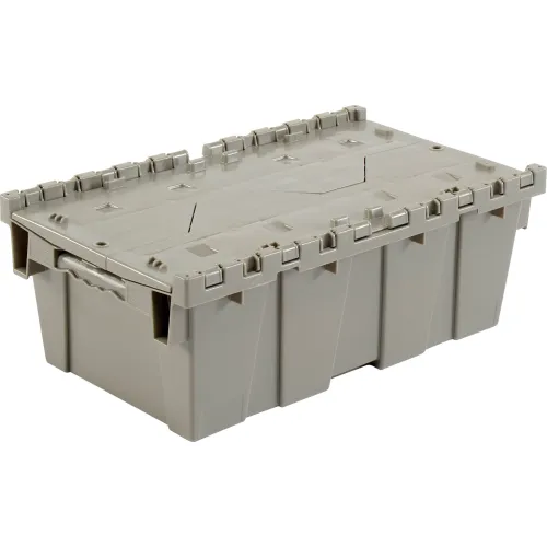 Global Industrial™ Plastic Attached Lid Shipping and Storage Container ...