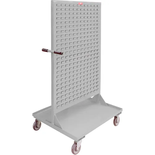 Steel Mobile Double Sided Bin Rack - All-Welded 36" x 68", 8" Casters