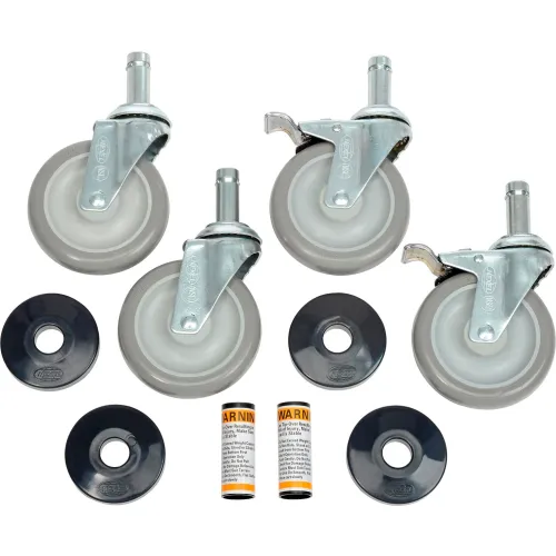 Nexel® Stainless Steel Stem Casters - Set (4) 5" Polyurethane, (2) with ...