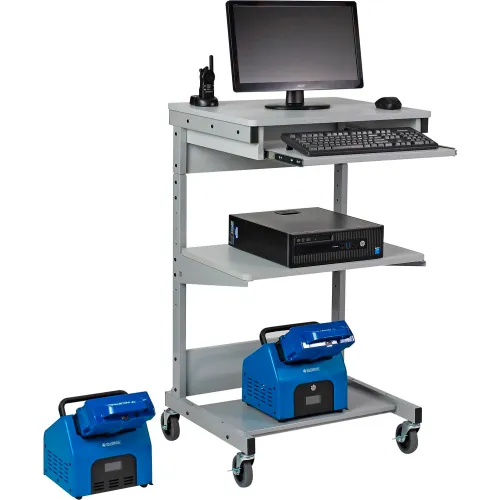 Global Industrial™ Mobile Powered Computer Cart w/2 Swappable LiFePO4 ...