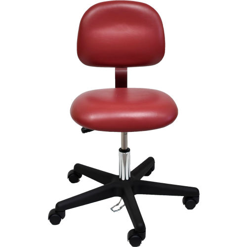 ESD-Safe Vinyl Chair with Nylon Base with Drag Chain Burgundy