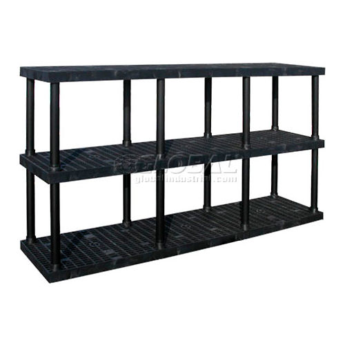 Structural Plastic Vented Shelving, 96"W x 24"D x 51"H, Black