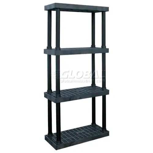 Structural Plastic Vented Shelving, 36"W x 16"D x 75"H, Black