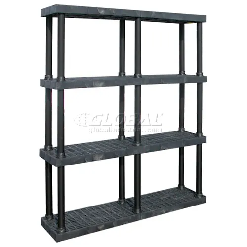 Structural Plastic Vented Shelving, 66"W x 16"D x 75"H, Black