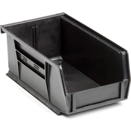 Quantum Storage Plastic Stacking Bin, 7-3/8"L x 4-1/8"W x 3"H, Black ...