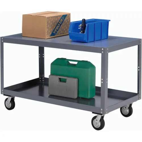 Global Industrial™ Mobile Steel Work Table, 72 x 36 x 30", 2 Shelves