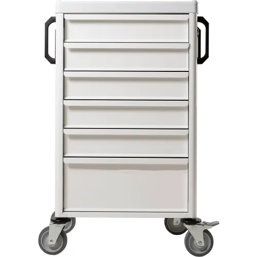 Global Industrial™ Medication Cart with 6 Drawers and Metal Dividers, White