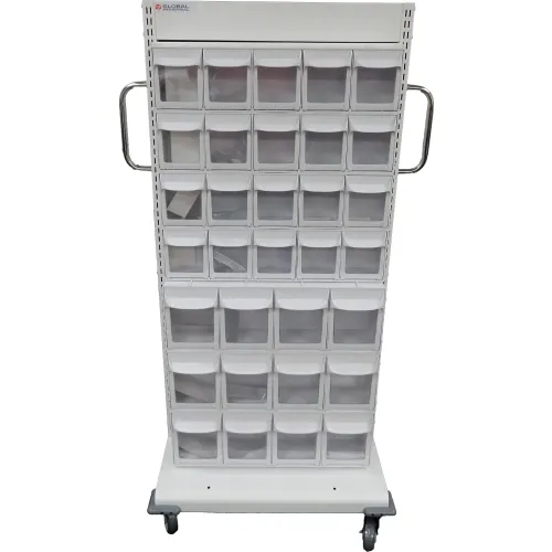 Global Industrial™ 2-Sided Medication Workstation, 32 FO Bins, 20 Clear ...