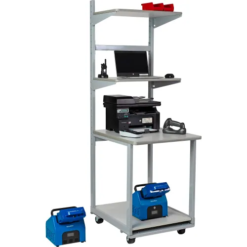 Global Industrial™ Mobile Powered Workstation w/ 2 Swappable LiFePO4 ...