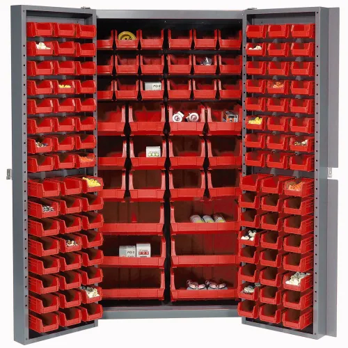 Global Industrial™ Bin Cabinet Deep Door - 132 Red Bins, 16Ga ...