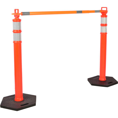 Global Industrial™ 2 Portable Delineator Posts with Cone Bar, Orange ...