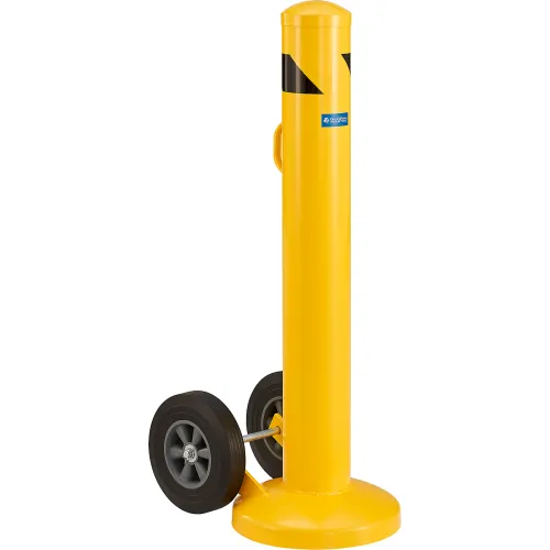 Global Industrial™ Movable Bollard with Wheels, 42''H, Yellow