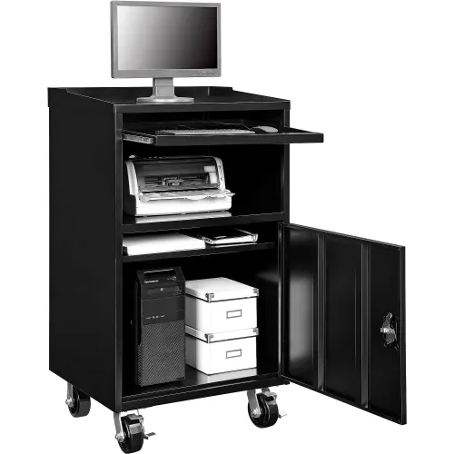 Global Industrial™ Mobile Computer Workstation, Black, Unassembled - Zuma