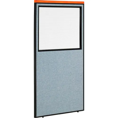 Interion® Deluxe Office Partition Panel with Partial Window, 36-1/4"W x ...