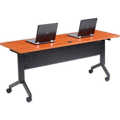 Interion® Flip-Top Training Table, 72"L x 24"W, Cherry