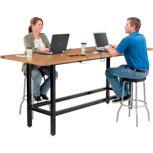 Interion® Standing Height Table With Power, 96"L x 36"W, Natural