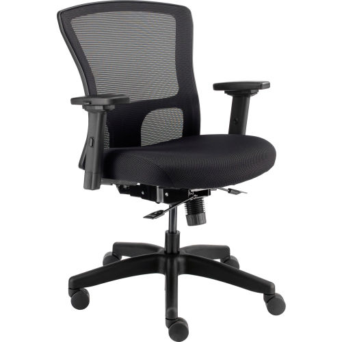 Interion® 24 Hour Mesh Back Chair w/ Mid Back & Adjustable Arms, Fabric ...