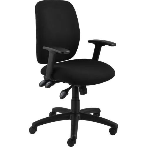 Interion® Office Chair With Mid Back & Adjustable Arms, Fabric, Black