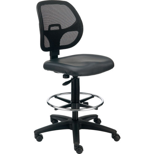 Interion® Armless Mesh Drafting Stool - Vinyl - Black