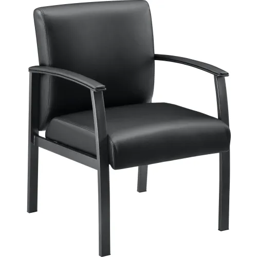 Interion® Synthetic Leather Reception Chair with Arms - Black - Zuma