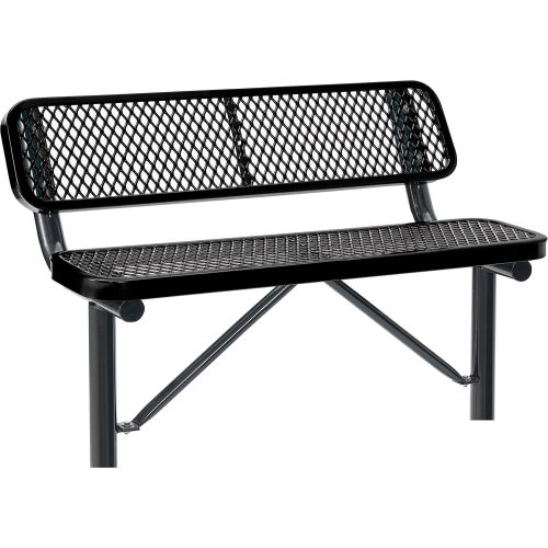 Global Industrial™ 4' Outdoor Steel Bench w/ Backrest, Expanded Metal ...