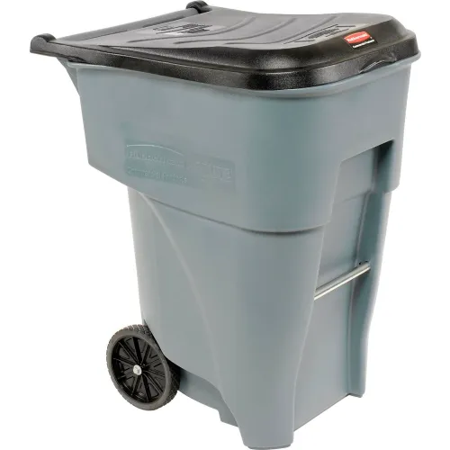 95 Gallon Rubbermaid Large Mobile Waste Receptacle - Gray With Lid