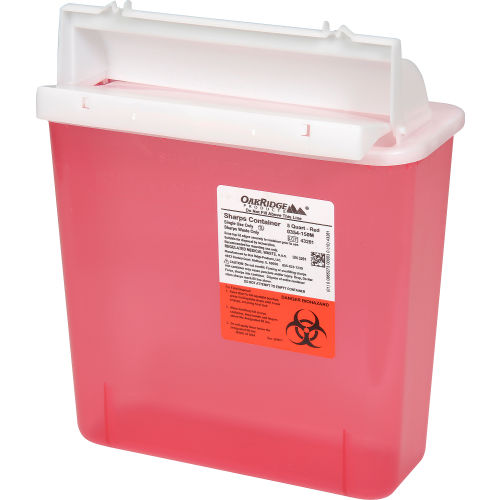 Oakridge Products 5 Quart Sharps Container w/ Horizotal Drop Lid, M ...