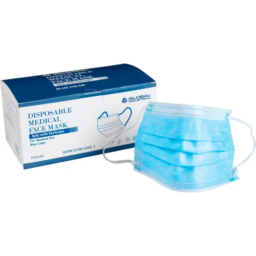Global Industrial™ Disposable Medical Face Mask, 3-Ply w/Earloops, ASTM ...
