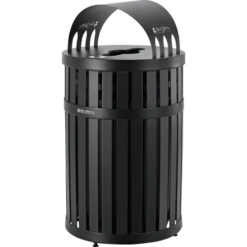 Global Industrial™ Slatted Steel Recycling Can with Canopy Top, 45 ...
