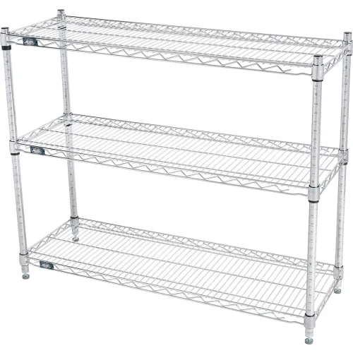 Nexel® 3 Shelf, Stainless Steel Wire Shelving Unit, Starter, 42"W x 18 ...