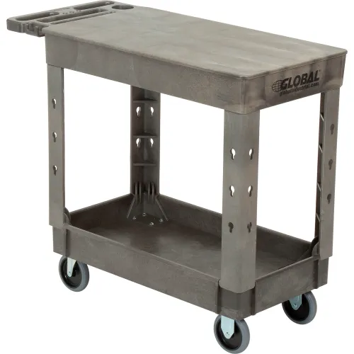 Global Industrial™ Flat Top Utility Cart w/2 Shelves, 38"L x 17-1/2"W x ...