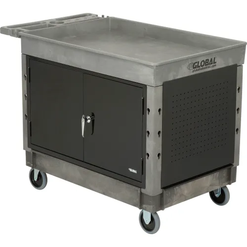 Global Industrial™ Utility Cart w/2 Tray Shelves & 5" Casters, 44"L x ...